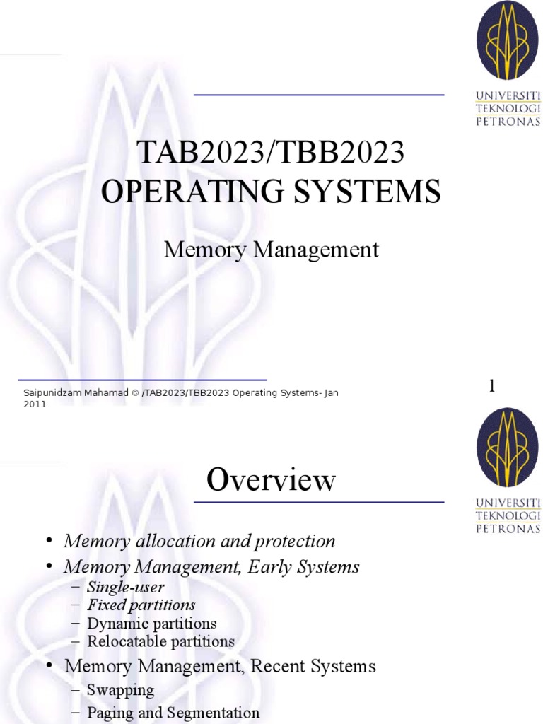 Lecture 3 - Memory Management | PDF | Operating System | Computer Data ...