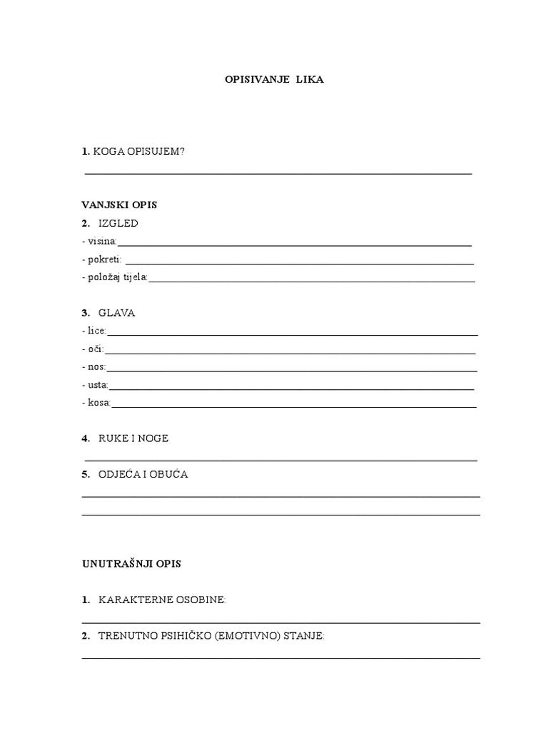 Opisivanje Lika-Listić | PDF