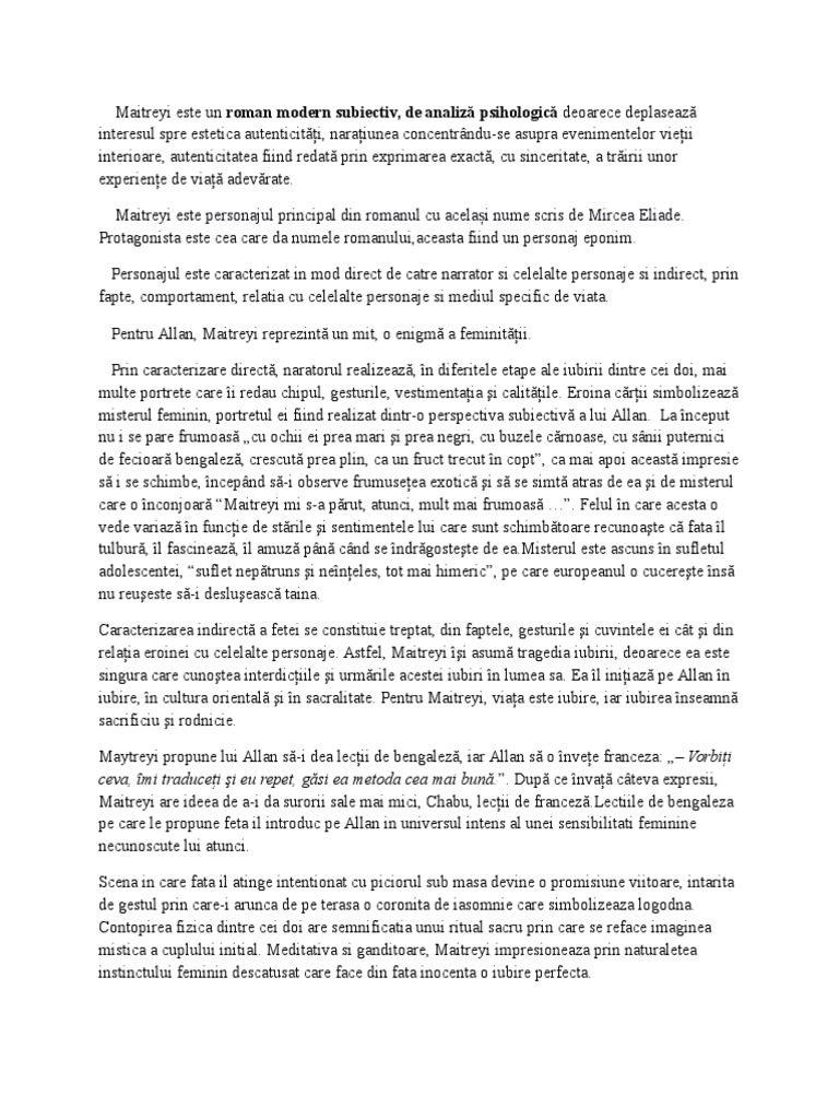 II - Caracterizare Maitreyi | PDF