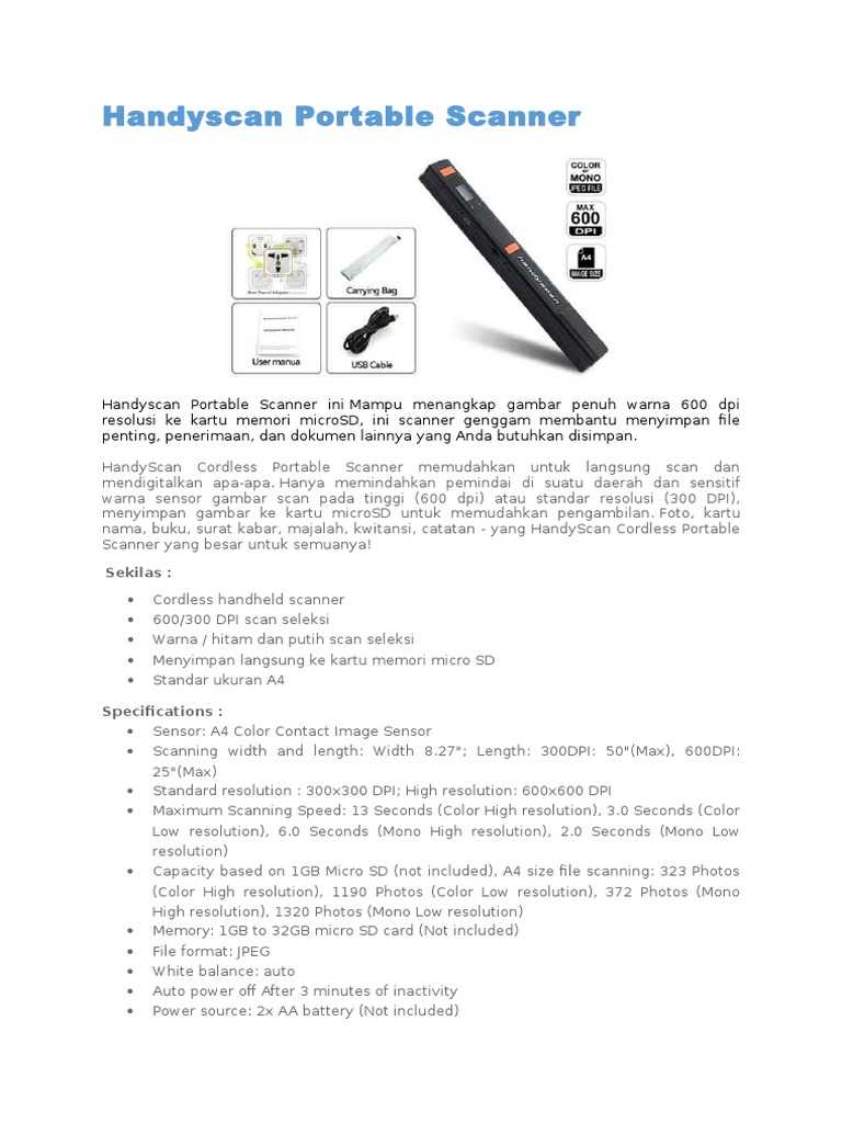 Handyscan Cordless Portable Scanner | PDF