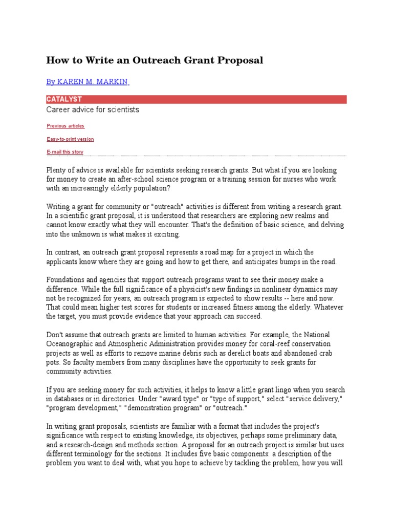 How to Write an Outreach Grant Proposal | Grant (Money) | Science