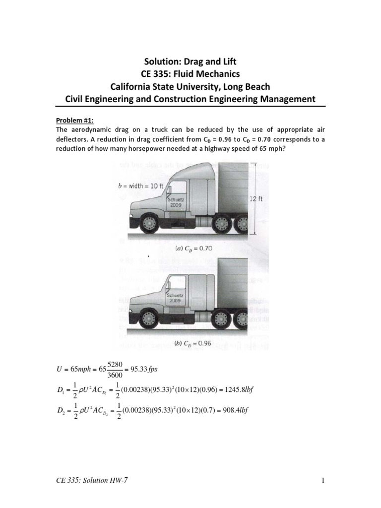 Solution Practice Drag and Lift | Drag (Physics) | Horsepower