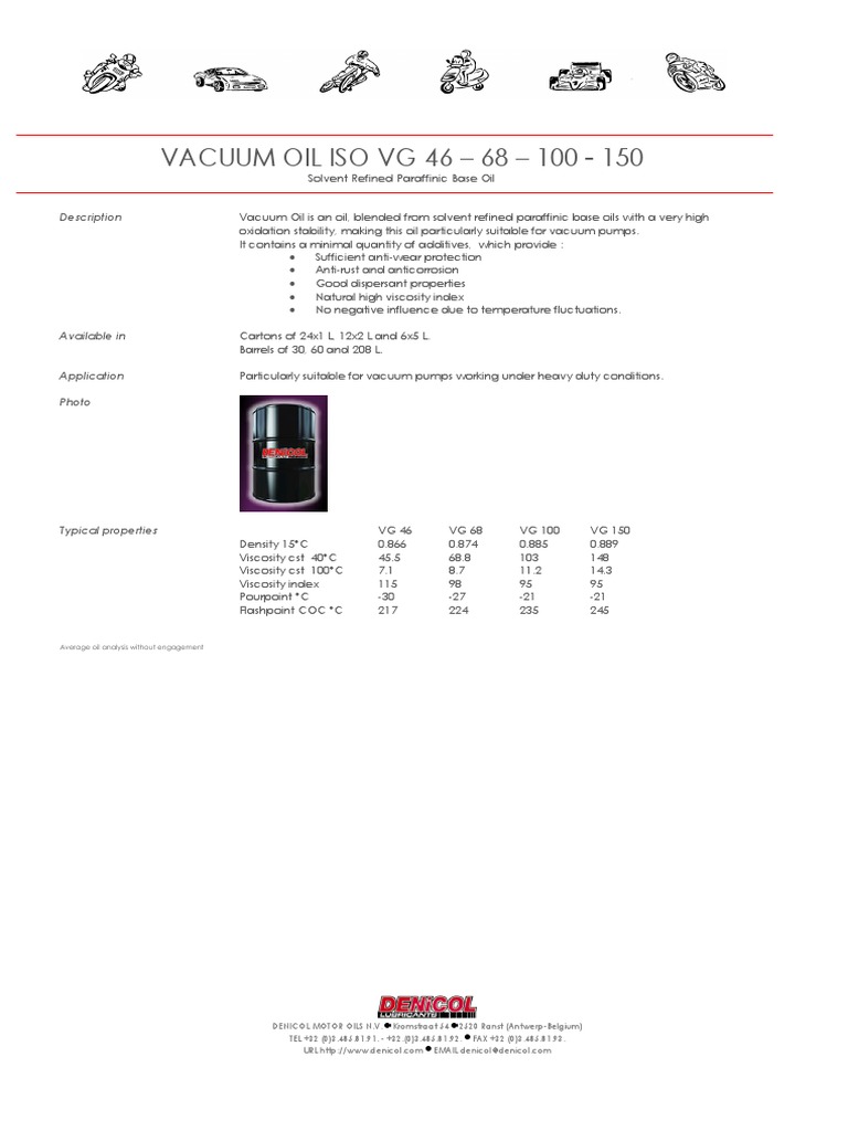 VACUUM OIL ISO VG 46 - 68 - 100 - 150: Description | PDF