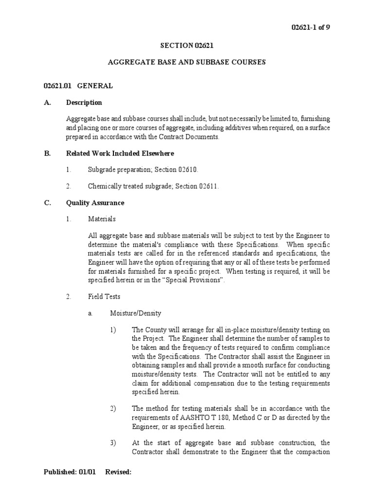 Aggregate Base & Subbase Specs | PDF | Construction Aggregate ...