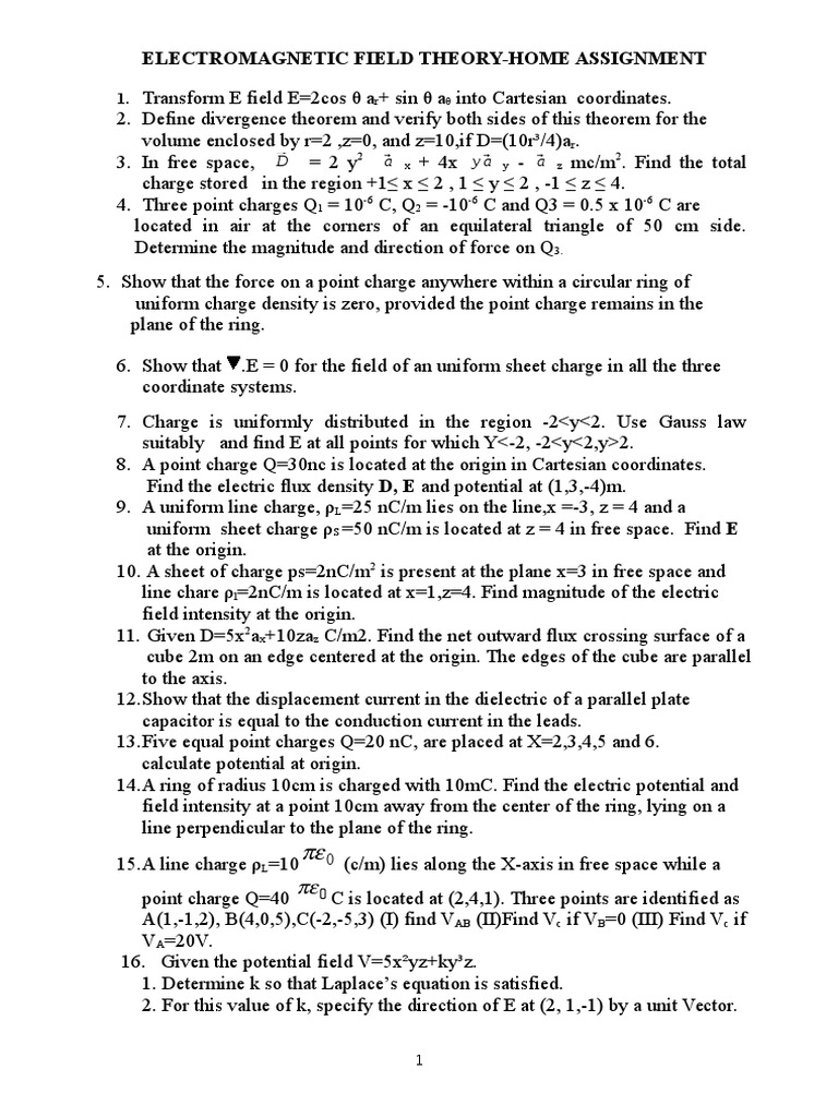 EMFT Questions Assignment 14 15 | PDF | Flux | Magnetic Field