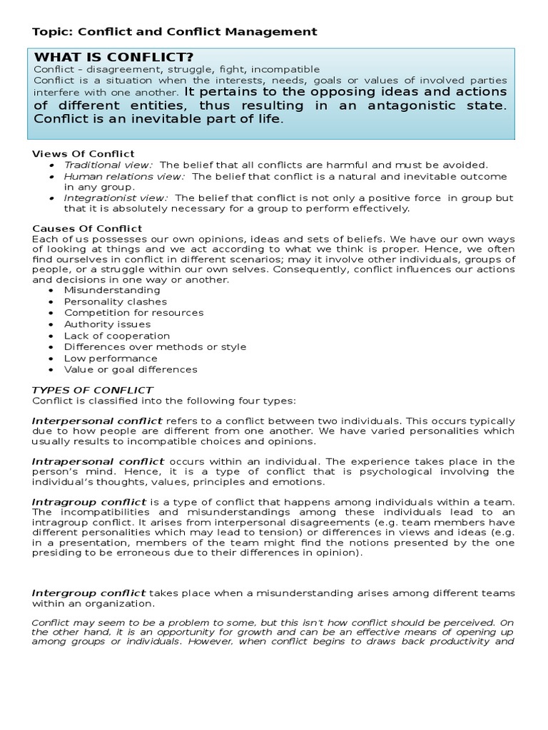 Conflict Management | PDF | Conflict (Process) | Conflict Resolution