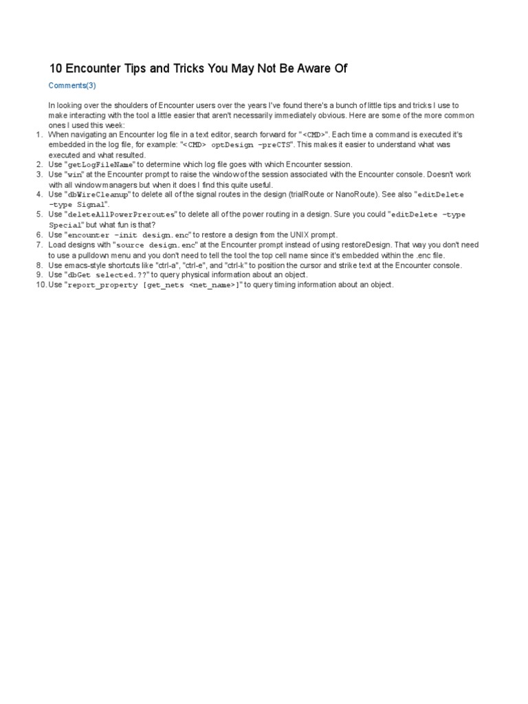 10 Encounter Tips and Tricks You May Not Be Aware Of: Comments | PDF