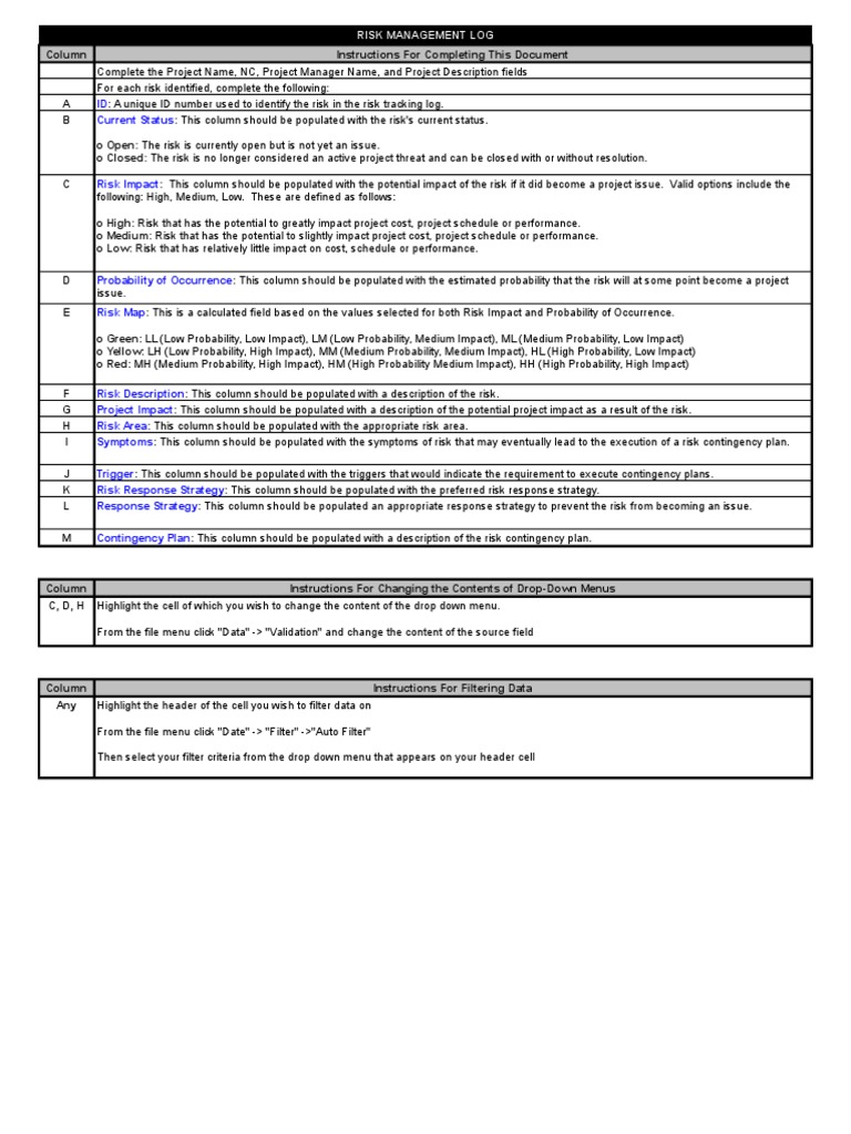 CDC UP Risk Management Log Template | Download Free PDF | Risk ...