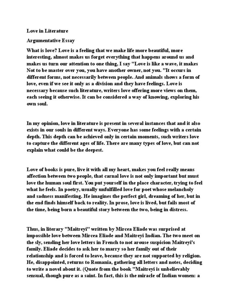 Eseu Argumentativ Iubire Fata de Literatura in Engleza | PDF | Love ...