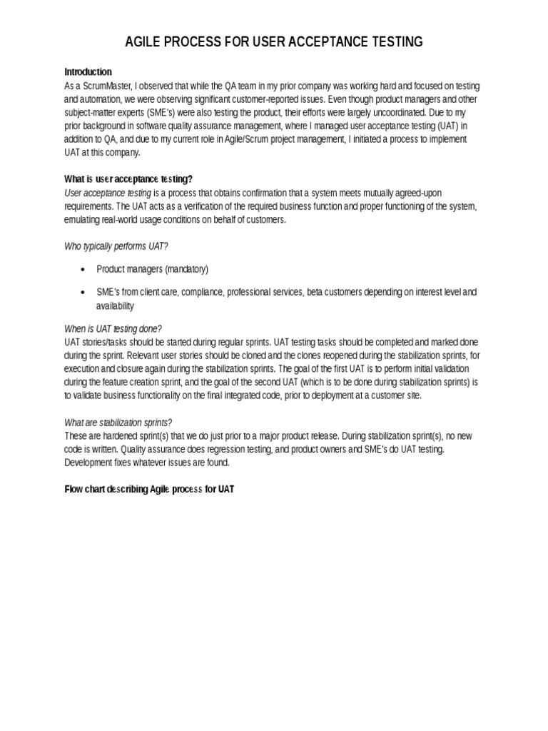 Agile User Acceptance Testing Process | PDF | Scrum (Software ...