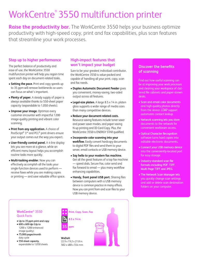 XEROX WorkCentre® 3550 Multifunction Brochure | PDF | Image Scanner | Fax