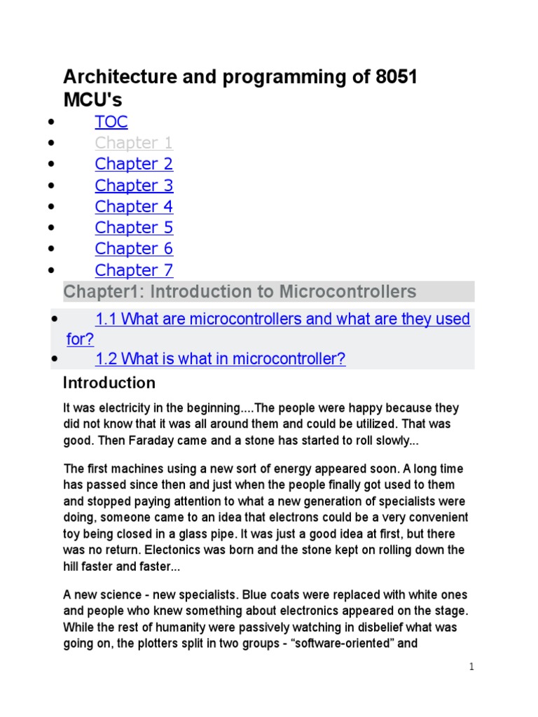 Architecture And Programming Of 8051 Mcu S Chapter1 Introduction To Microcontrollers Pdf