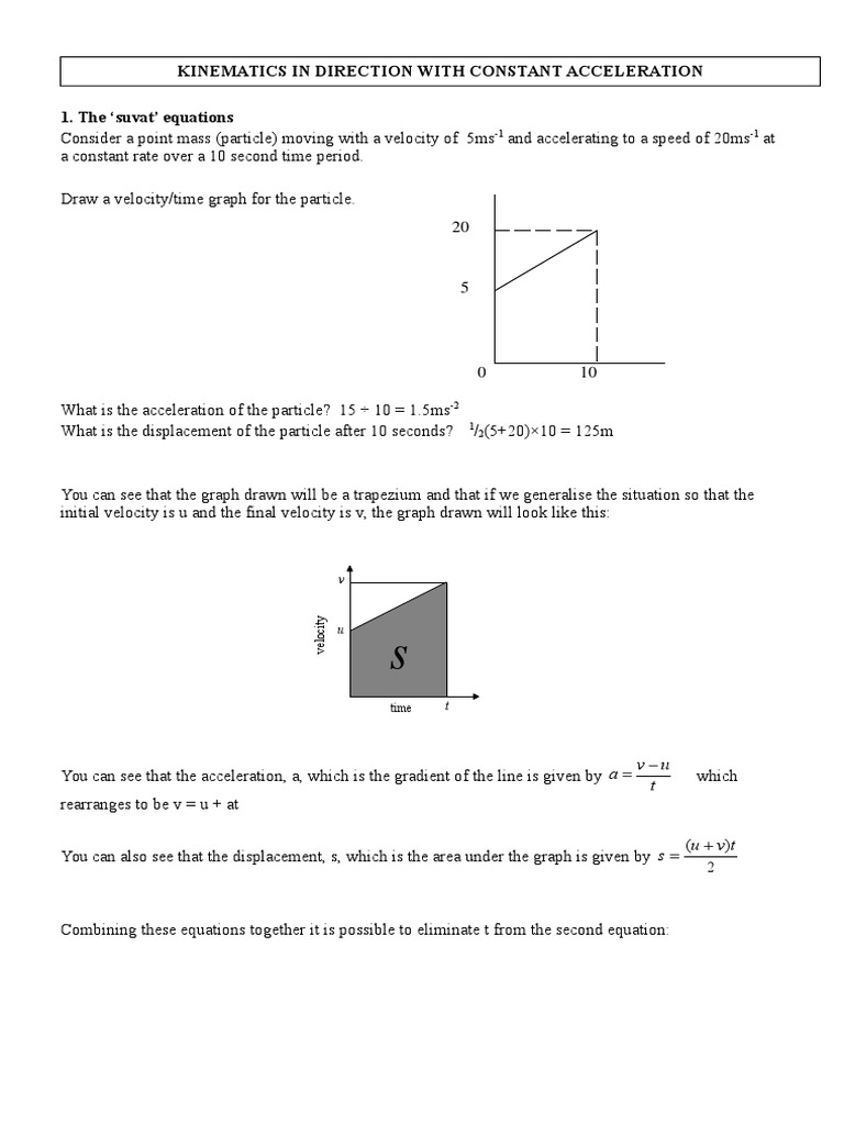 Chapter2Kinematics With Constant Accelerationin1d | PDF | Equations Of ...