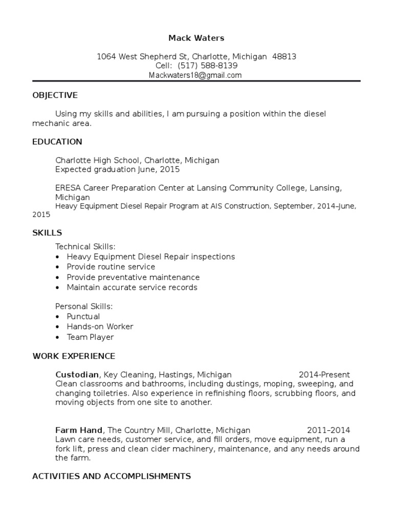 Mack Waters Resume | PDF