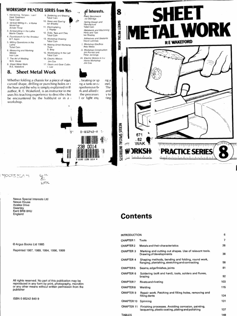 Workshop Practice Series No. 8 - Sheet Metal Work (74p) | PDF