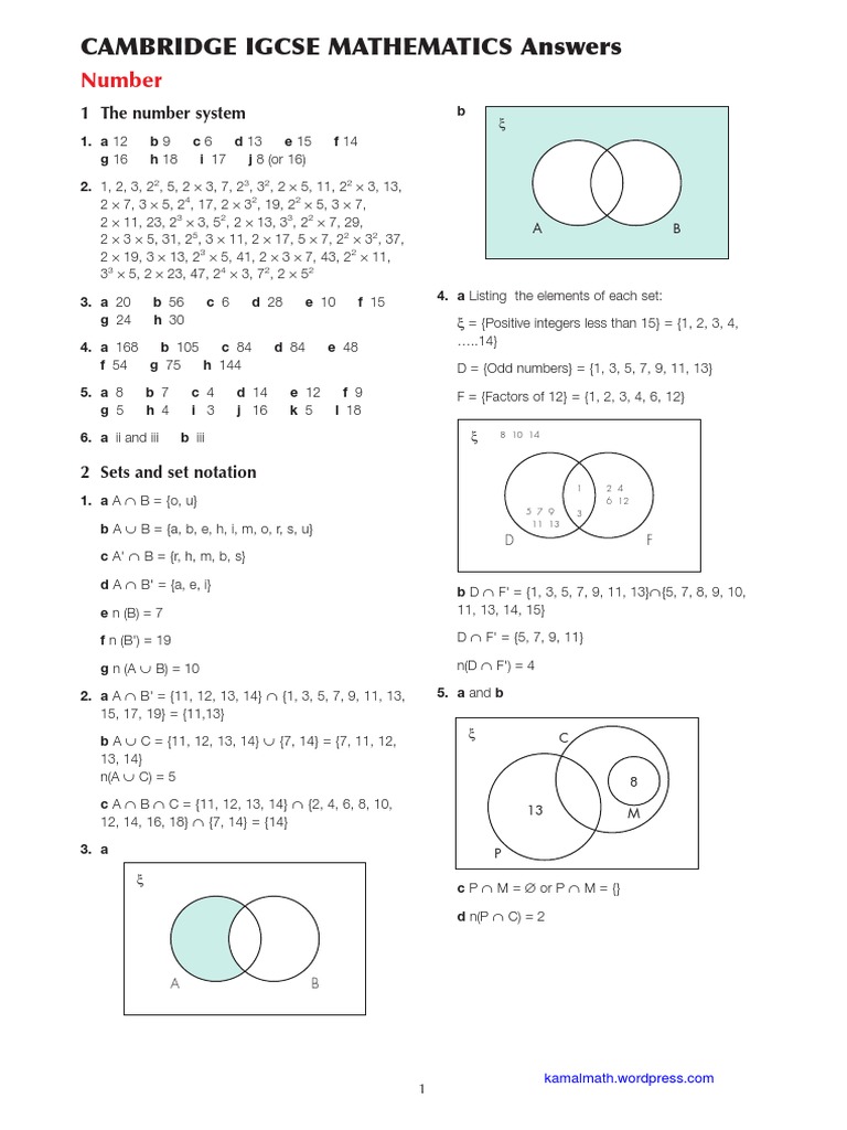 Cambridge Igcse Mathematics Answers: Number | PDF | Slope ...