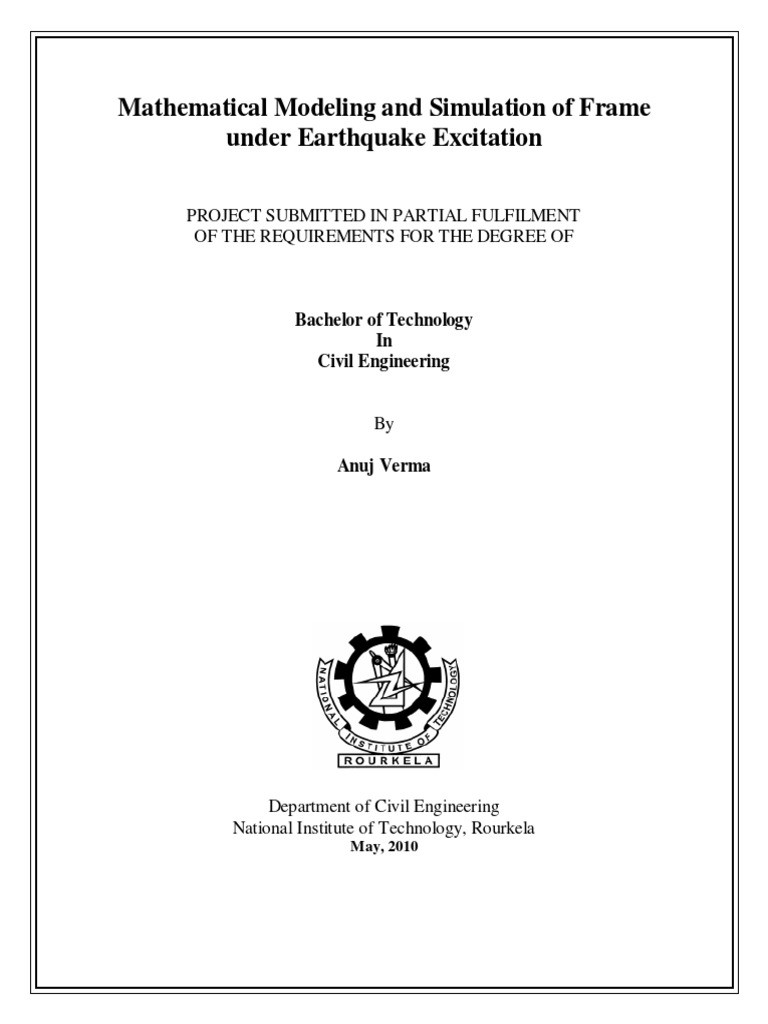 Mathematical Modeling and Simulation of Frame Under Earthquake ...