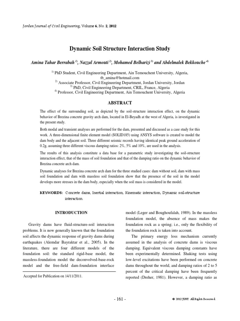 Dynamic Soil Structure Interaction Study | PDF | Elasticity (Physics) | Dam