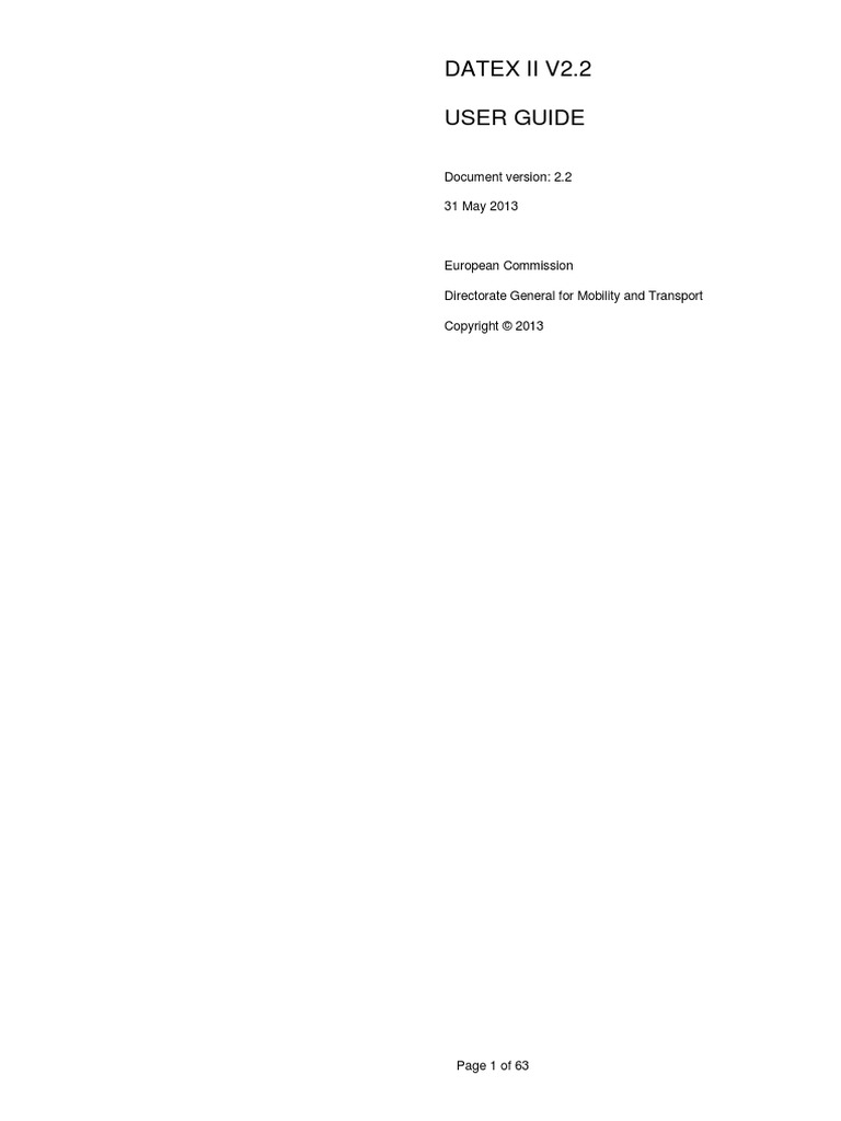 Datex Ii V2.2 User Guide: Document Version: 2.2 31 May 2013 | PDF | Xml ...