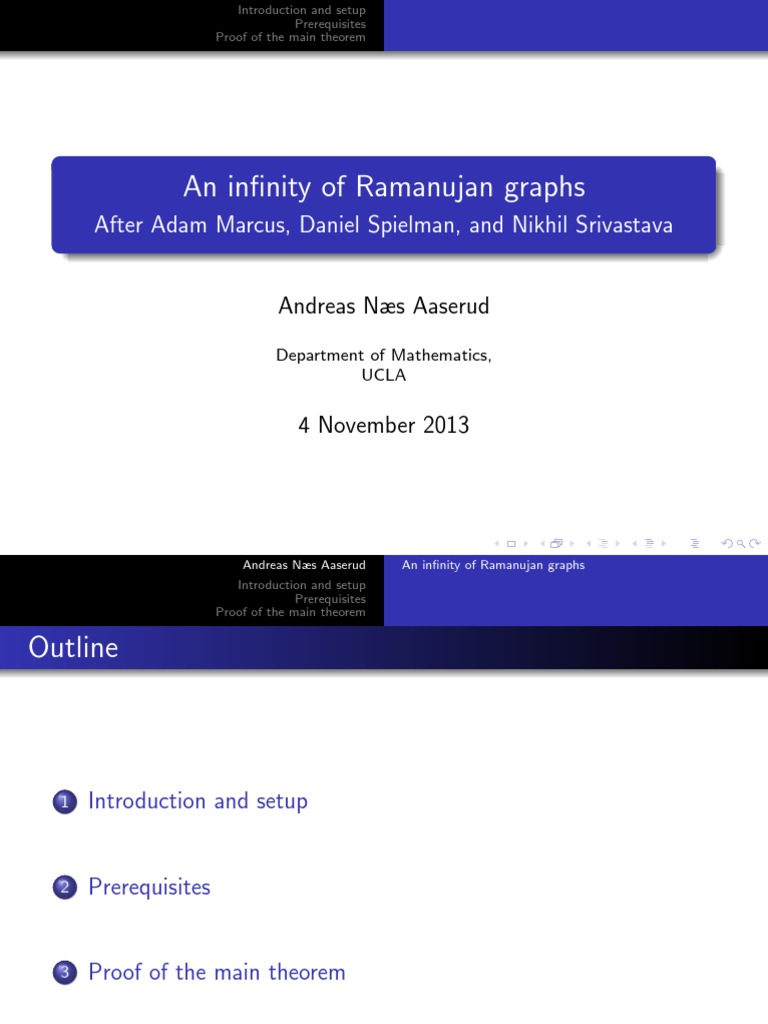 An Infinity of Ramanujan Graphs | PDF | Eigenvalues And Eigenvectors ...