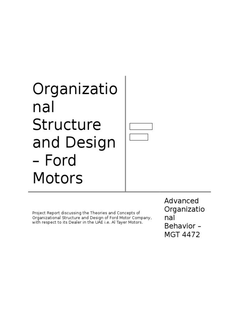 Organizatio Nal Structure and Design - Ford Motors | PDF ...