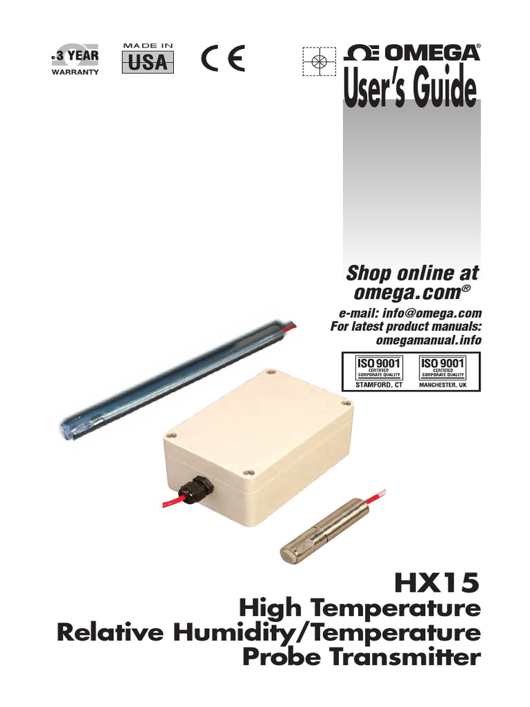 Guia de Usuario Omega Hx15 | PDF | Relative Humidity | Electrical ...