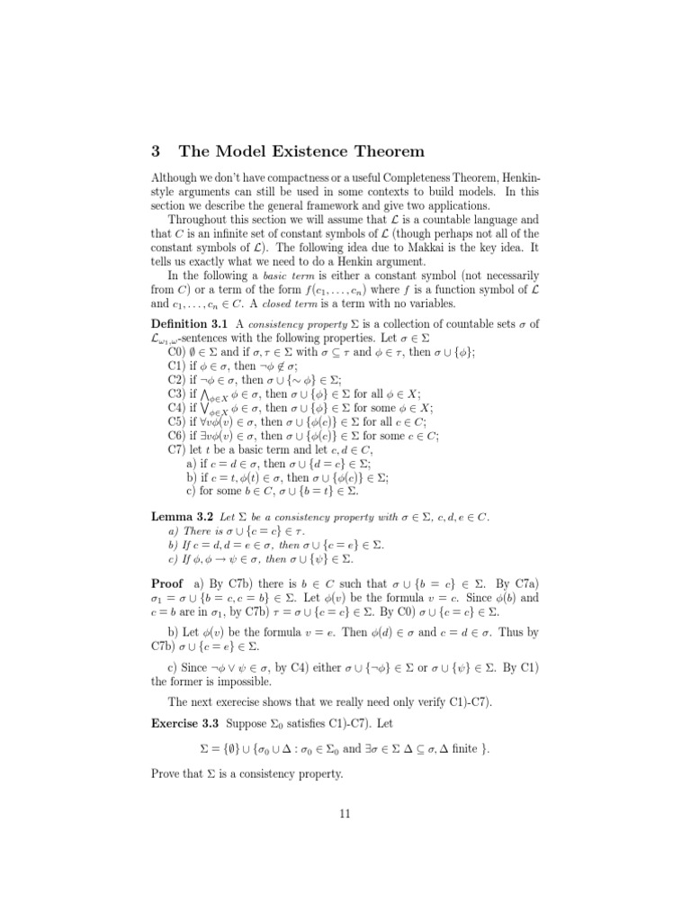 The Model Existence Theorem | PDF | Model Theory | Mathematical Logic