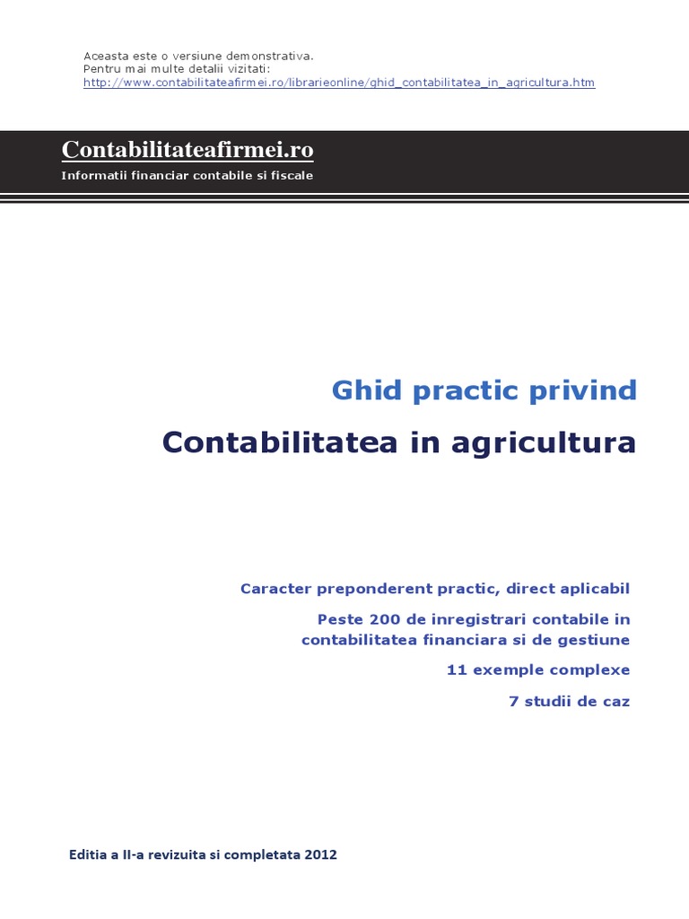 Model Ghid Practic Contabilitatea in Agricultura | PDF