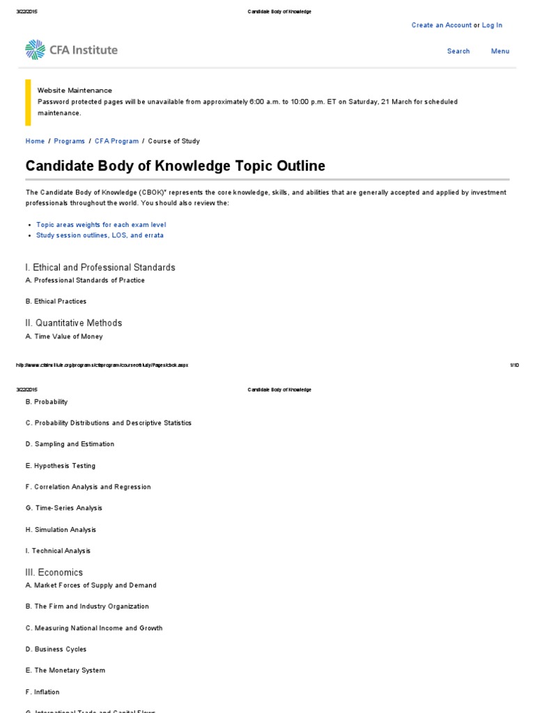 Candidate Body of Knowledge | PDF | Valuation (Finance) | Equity (Finance)