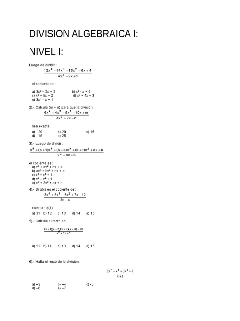 Division Algebraica | División (Matemáticas) | Álgebra