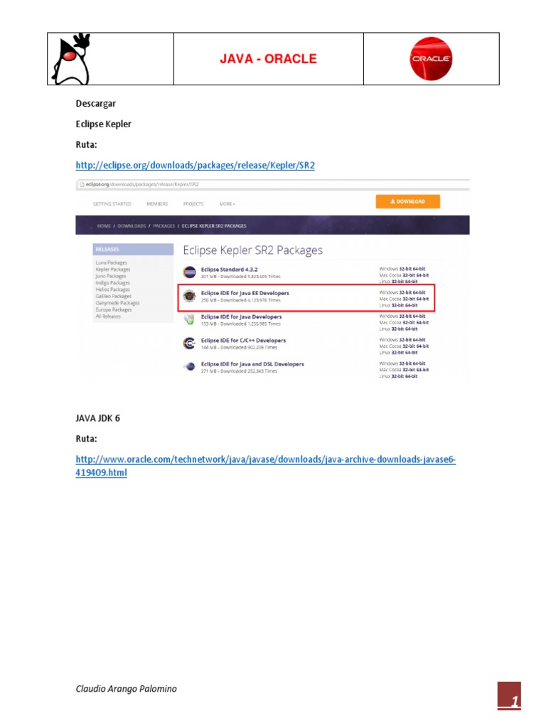 Java - Oracle: Descargar Eclipse Kepler Ruta | PDF