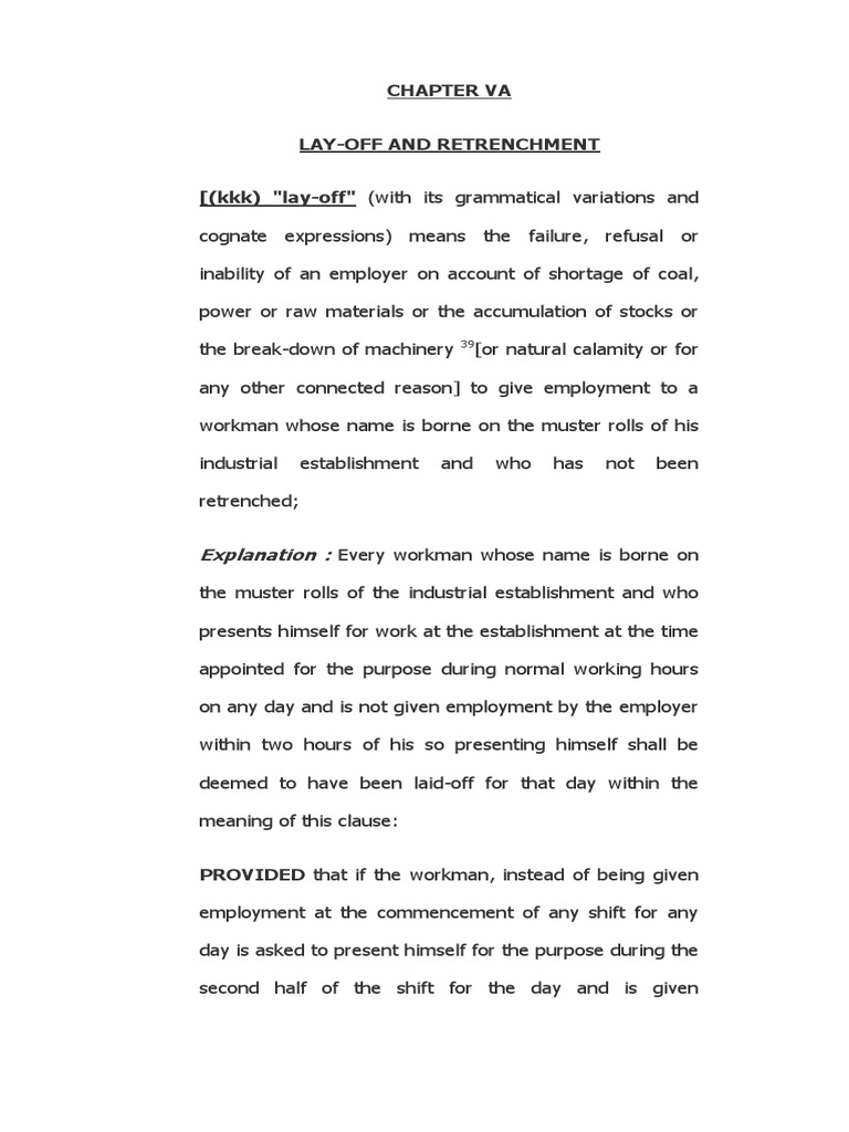 Layoff and Retrenchment Explained | PDF | Virtue | Private Law