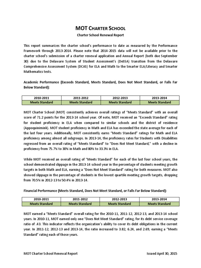 2015-2016 MOT Charter Renewal Report | PDF | Economies | Learning