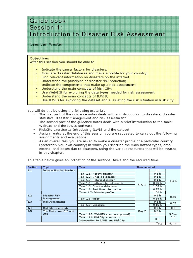 Guide Book Session 1: Introduction To Disaster Risk Assessment | PDF ...