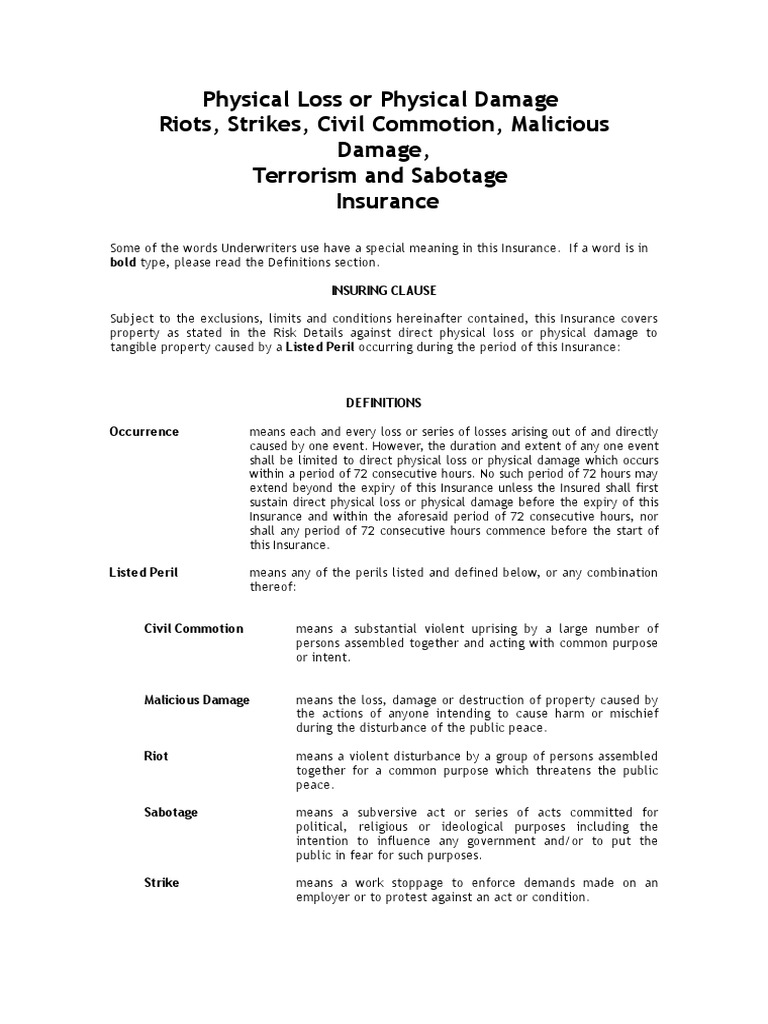 Physical Damage Insurance Coverage Guide | PDF | Underwriting | Deductible