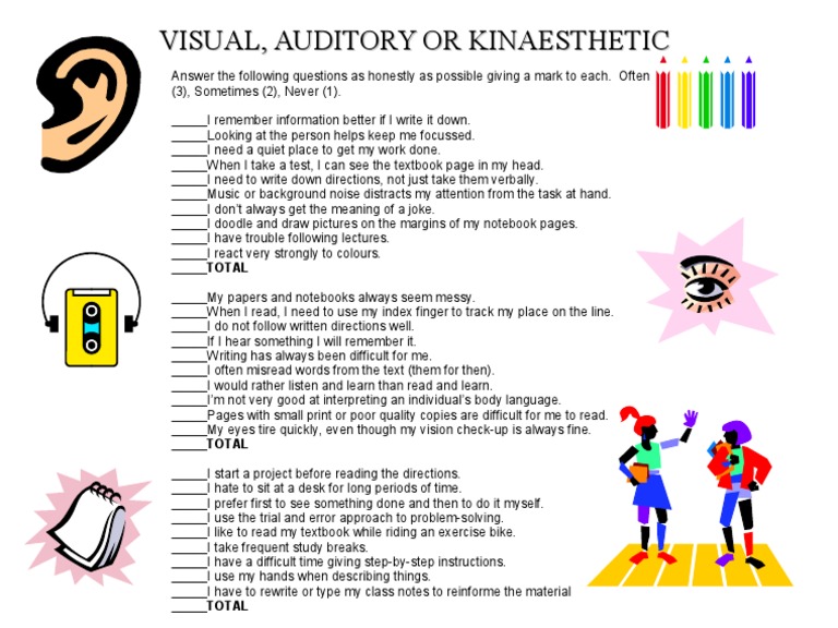 Visual Auditory Kinesthetic Quiz | PDF