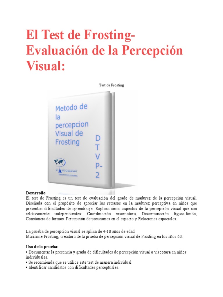 Test de Frosting: Evaluación Visual Infantil | PDF | Percepción | Espacio