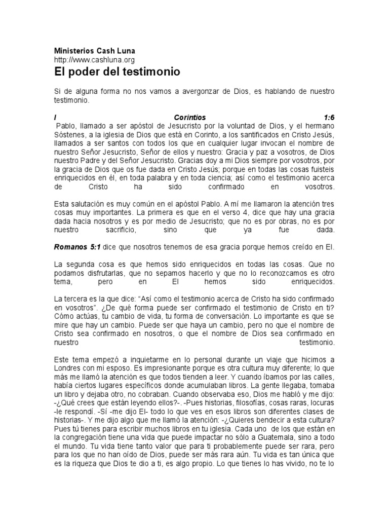 El Testimonio | PDF | Cristo (título) | Testimonio