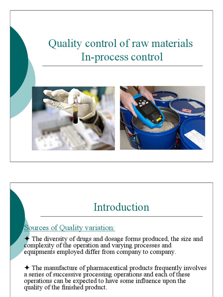 Quality Control Of Raw Materials Lec8 Pdf Quality Assurance
