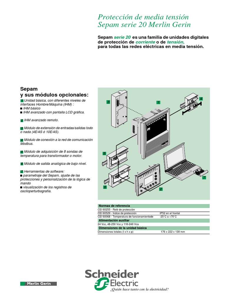 Sepam S20 (Ficha Tecnica) | PDF | Componentes eléctricos | Ingenieria ...