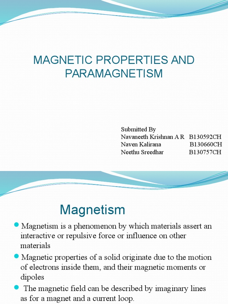 MAGNETIC PROPERTIES AND PARAMAGNETISM | Magnetic Field | Ferromagnetism