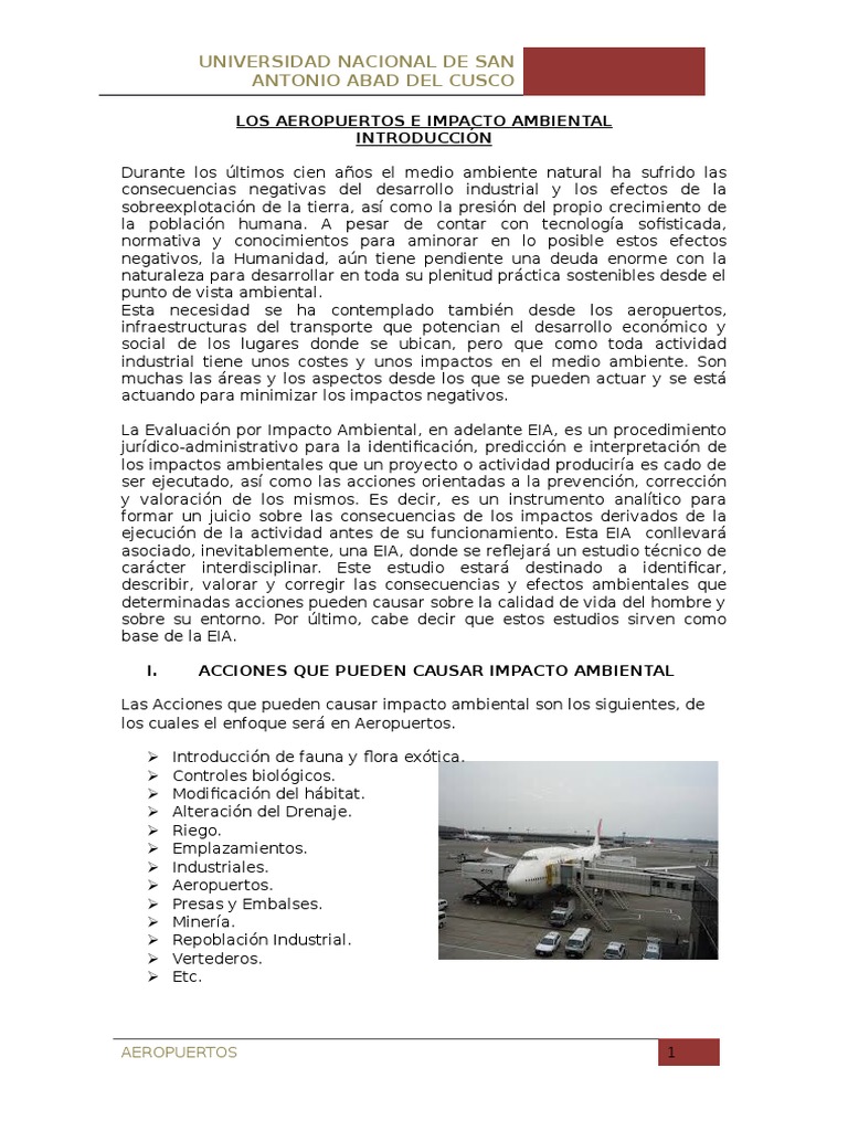 Los Aeropuertos e Impacto Ambiental | PDF | Aeropuerto | Evaluación de impacto ambiental