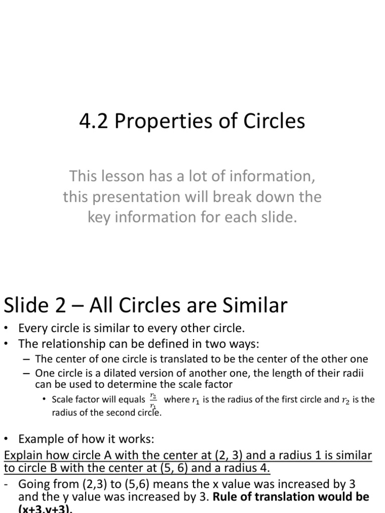 4 2 Properties of Circles Notes | PDF | Circle | Angle