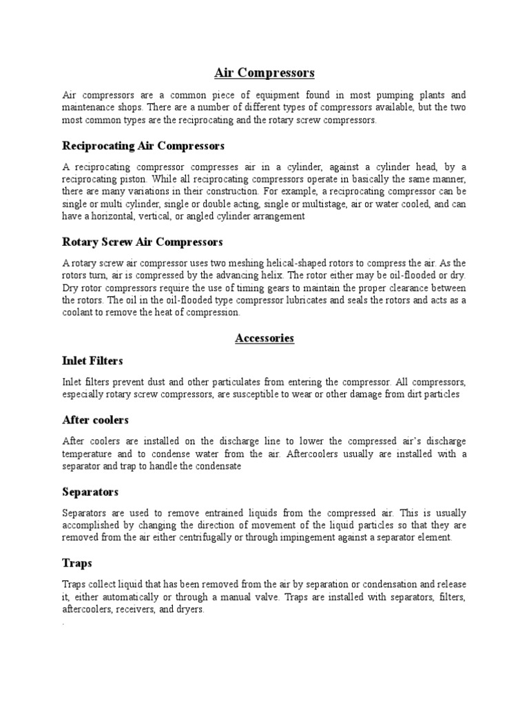 air compressor.docx | Gas Compressor | Cylinder (Engine) | Free 30-day ...