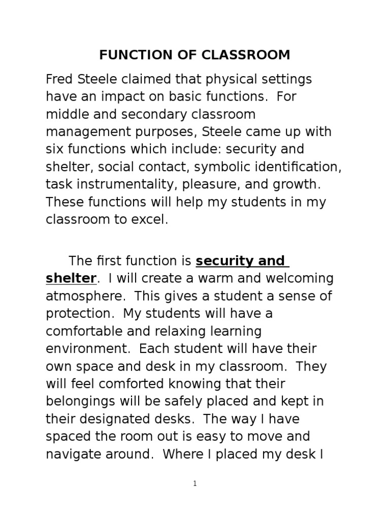 Function of Classroom | PDF | Classroom | Psychology