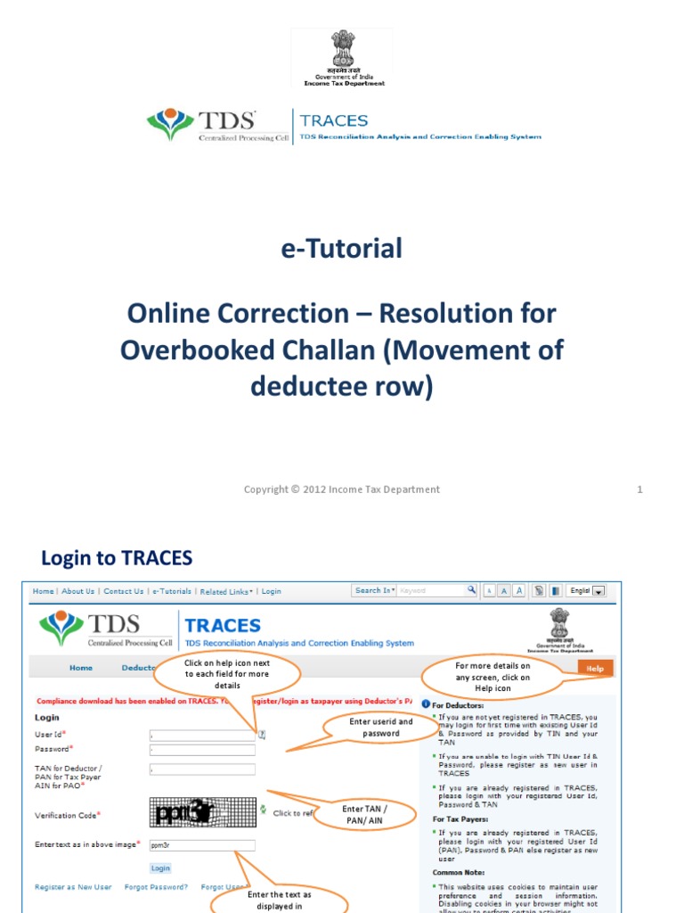 E-Tutorial - Online Correction - Resolution For Overbooked Challan (Movement of Dedcutee Row ...
