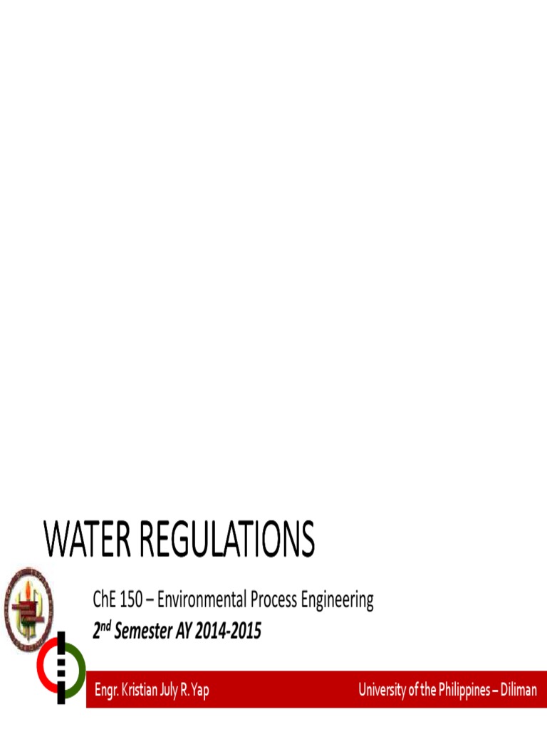Lecture 06 - Water Regulations | Clean Water Act | Water Resources