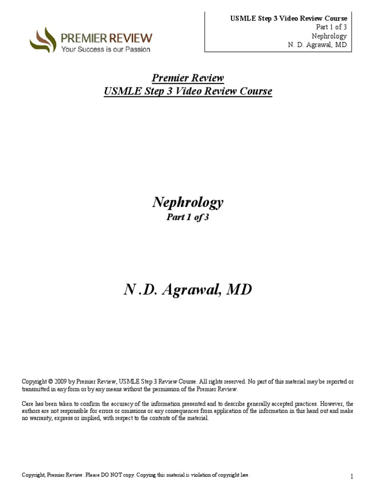Step 3 Nephrology Part 1 Of 3 Pdf Kidney Disease Nephrology
