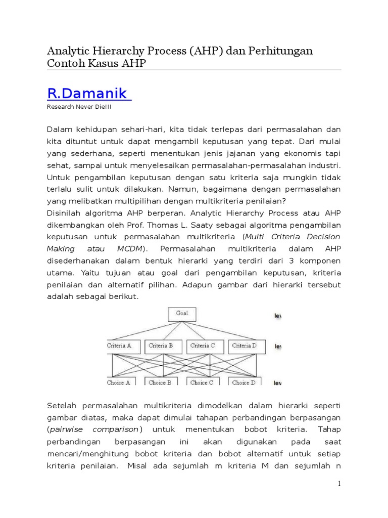 Analytic Hierarchy Process STEP by STEP | PDF | Komputer