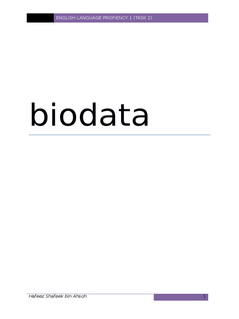 Biodata: English Language Profiency 1 (Task 2) | PDF | Recycling ...